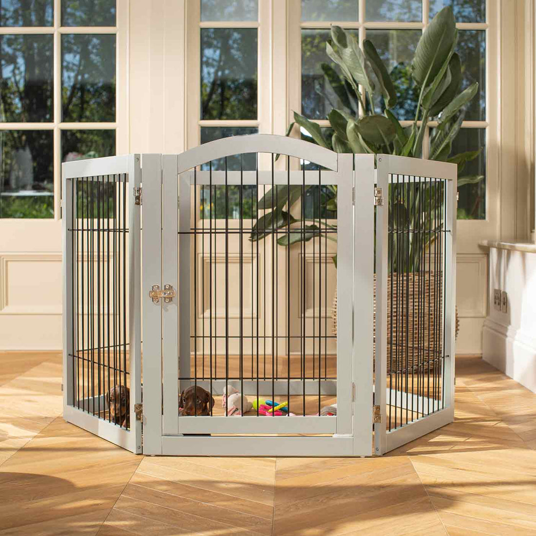 Grey Wooden Puppy Play Pen | Wooden Dog Play Pens | Lords & Labradors