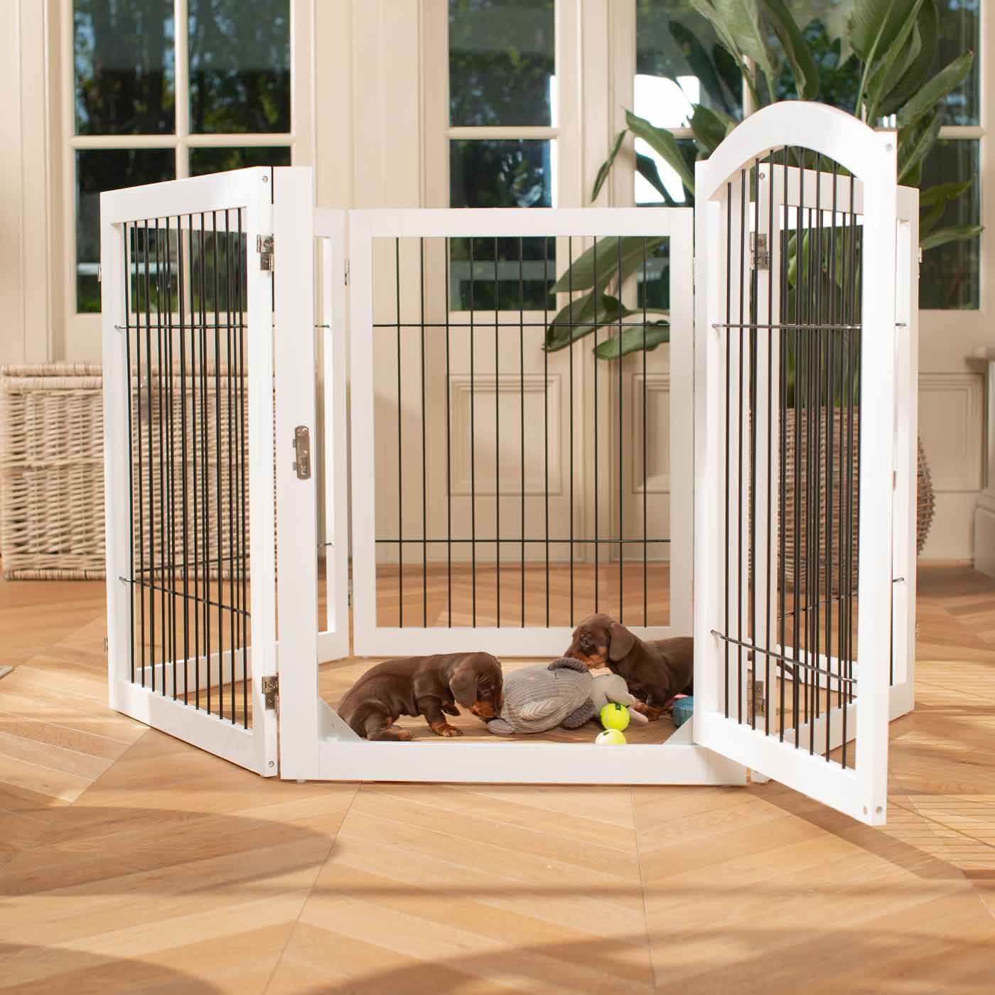 White Wooden Puppy Play Pen | Wooden Dog Play Pens | Lords & Labradors