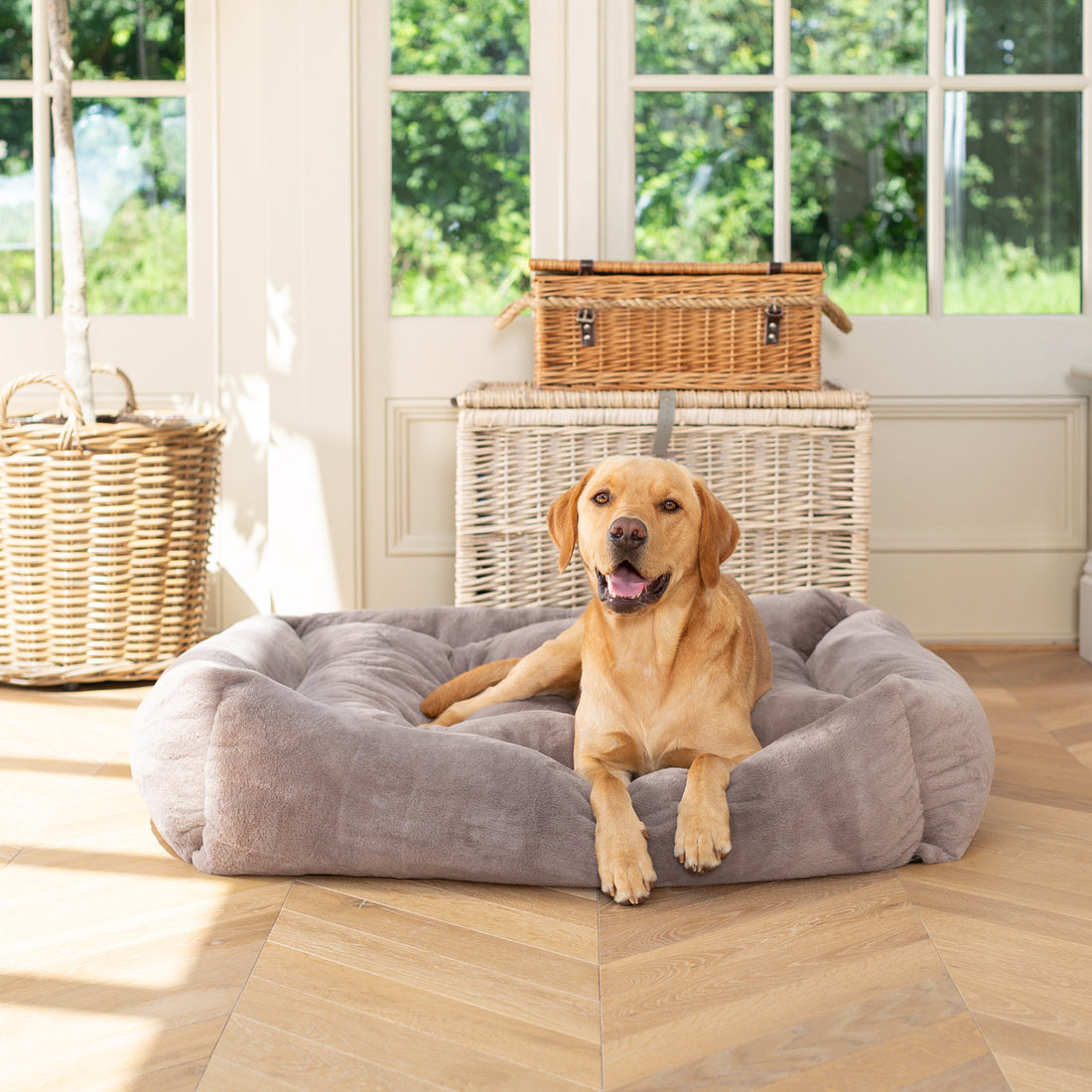 Box Bed For Dogs - Fawn Faux Fur | Lords & Labradors Luxury Dog Beds