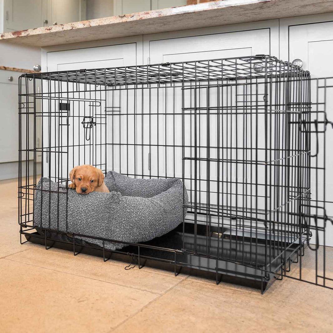 Gold Crate, Bouclé Cushion And Bumper Set | Dog Bedding | Lords & Labradors