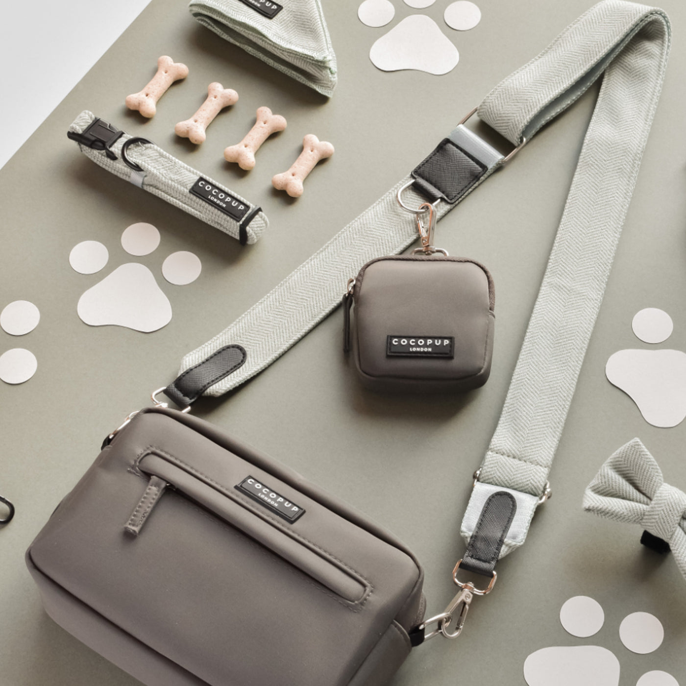 CocoPup Mocha Dog Walking Bag Set | Travel Essentials | Lords & Labradors
