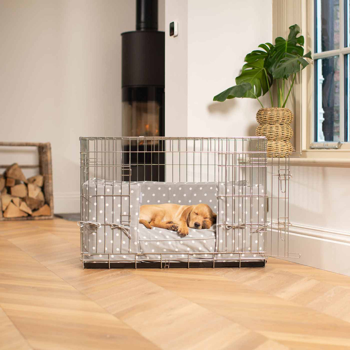 Grey Spot Crate Bumper | Dog Crate Bedding | Lords & Labradors