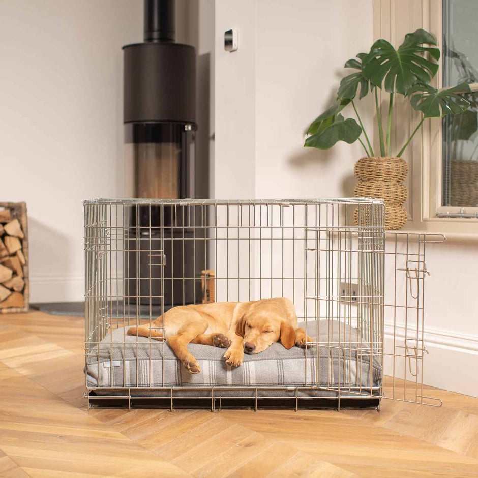 Sleepy Burrows Bed in Dove Grey Tweed | Luxury Dog Beds | Lords & Labradors